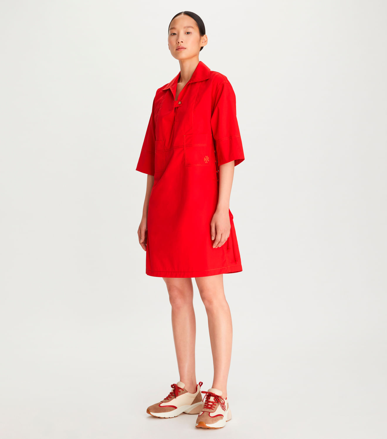 Vestido Heart Logo Poplin Royal Red - Tory